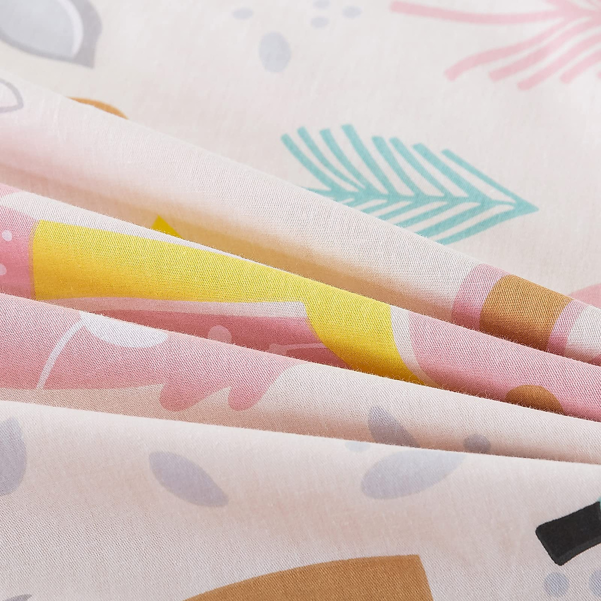 Cliab Woodland Creatures Bedding Twin for Kids Girls Baby Pink Cute Animals Print Rabbit Dear Reversible Bed Set 100% Cotton Duvet Cover Set Zipper Closure Corner Ties 2 Pieces