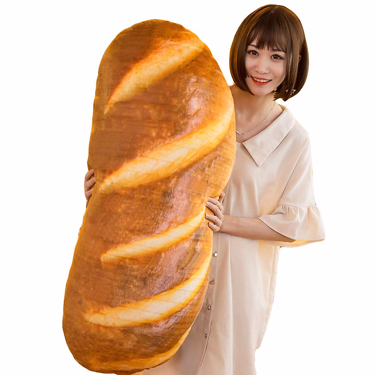 elfishgo 3D Simulation Bread Shape Pillow,Soft Butter Bread Food Plush Cushion Stuffed Toy for Home Decor 31.5"