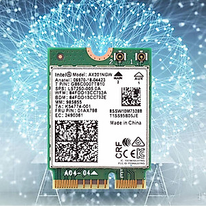 AX201NGW WiFi Card,WiFi 6E M.2 Laptop 2.4Gbps 802.11ax Wireless Intel AX201 Wireless Card 11AX WiFi Adapter with Bluetooth 5.3 MU-MIMO for Windows 10, 64-bit, Google Chrome OS, Linux(64bit)
