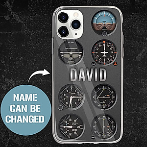 CASEZILY Personalized Pilot Gauges Phone Case Custom Name Aviator I'd Rather be Flying Aviation Compatible with iPhone 15 14 13 12 11 X XS XR 8 Mini Pro Max