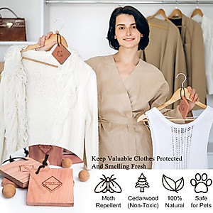 2PC Luxury 48'' Organic Cotton Garment Storage Bag for Hanging Clothes | 8 Cedar Blocks for Fresh Smell| Breathable Garment Bag for Hanging Clothes for Closet Best for Suit, Sweater, Short Dress, Gown