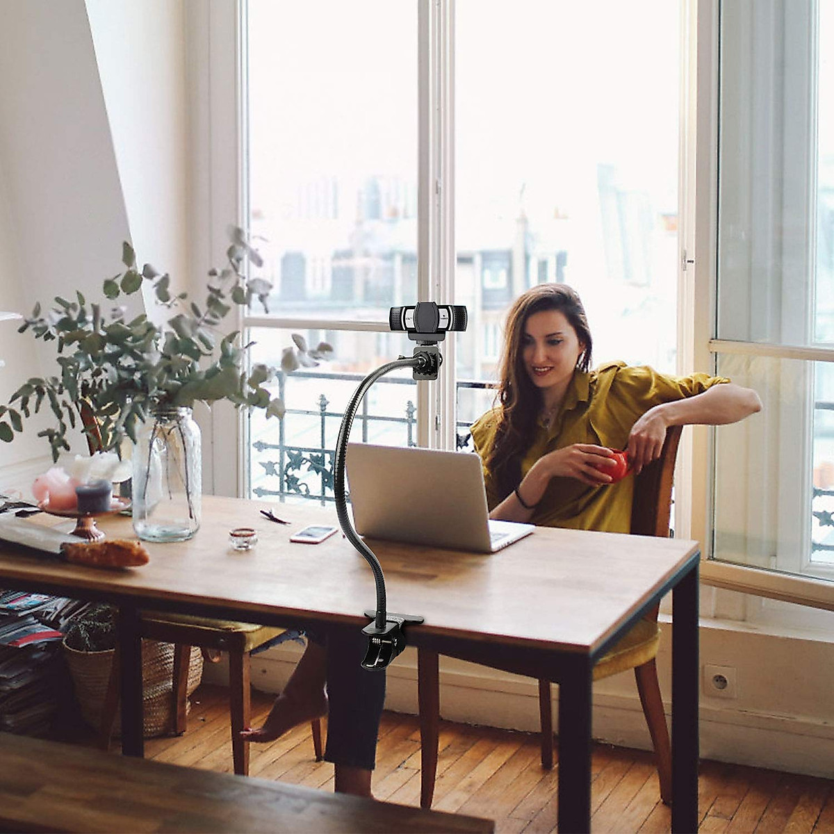 Pipishell 25 Inch Webcam Stand - Flexible Desk Mount Clamp Gooseneck ...