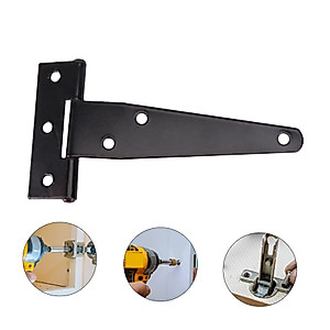 UKCOCO 6pcs 4 Barn Gate Hinges Black Cabinet Hinges Gate Hinges for Wooden Fences T Strap Hinges Square Barn Hinges Black Hinges Decorative Hinges 4 Inch Door Hinges Furniture Garden Shed