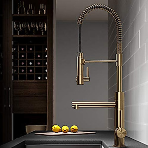 KRAUS Artec Pro 2-Function Commercial Style Pre-Rinse Kitchen Faucet with Pot Filler in Brushed Gold, KPF-1603BG (Pack of 3)