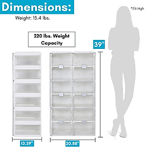 BIRDROCK HOME Shoe Rack Organizer for Closet Floor | 6 Tiers Freestanding | 12 Small Storage Cubes & Door | Foldable Storage Cabinet | Fits a Variety of Shoes: Heels, Sneakers, Loafers, or Sandals