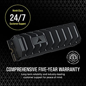 Corsair MP600 PRO XT 8TB Gen4 PCIe x4 NVMe M.2 SSD - Up to 7,000 MB/s Sequential Read and 6,100 MB/s Write Speeds, High-Density TLC NAND, Aluminum Heatspreader, M.2 2280 Form-Factor - Black