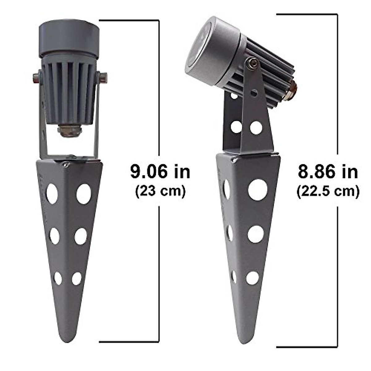 Mini 50X Twin Solar Spotlight (Cool White LED) Outdoor Waterproof Dimmable Dusk to Dawn for Garden Landscape Pathway Car Porch Entrance Lighting Uplight Downlight, Grey Finish