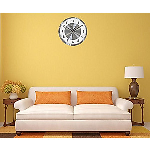 Fzy.bstim Non Ticking Silent Wall Clock Decorative,Analog Metal Wall Clock Battery Operated,Bedroom/Living Room/Office/Kitchen Clock,10 Inch