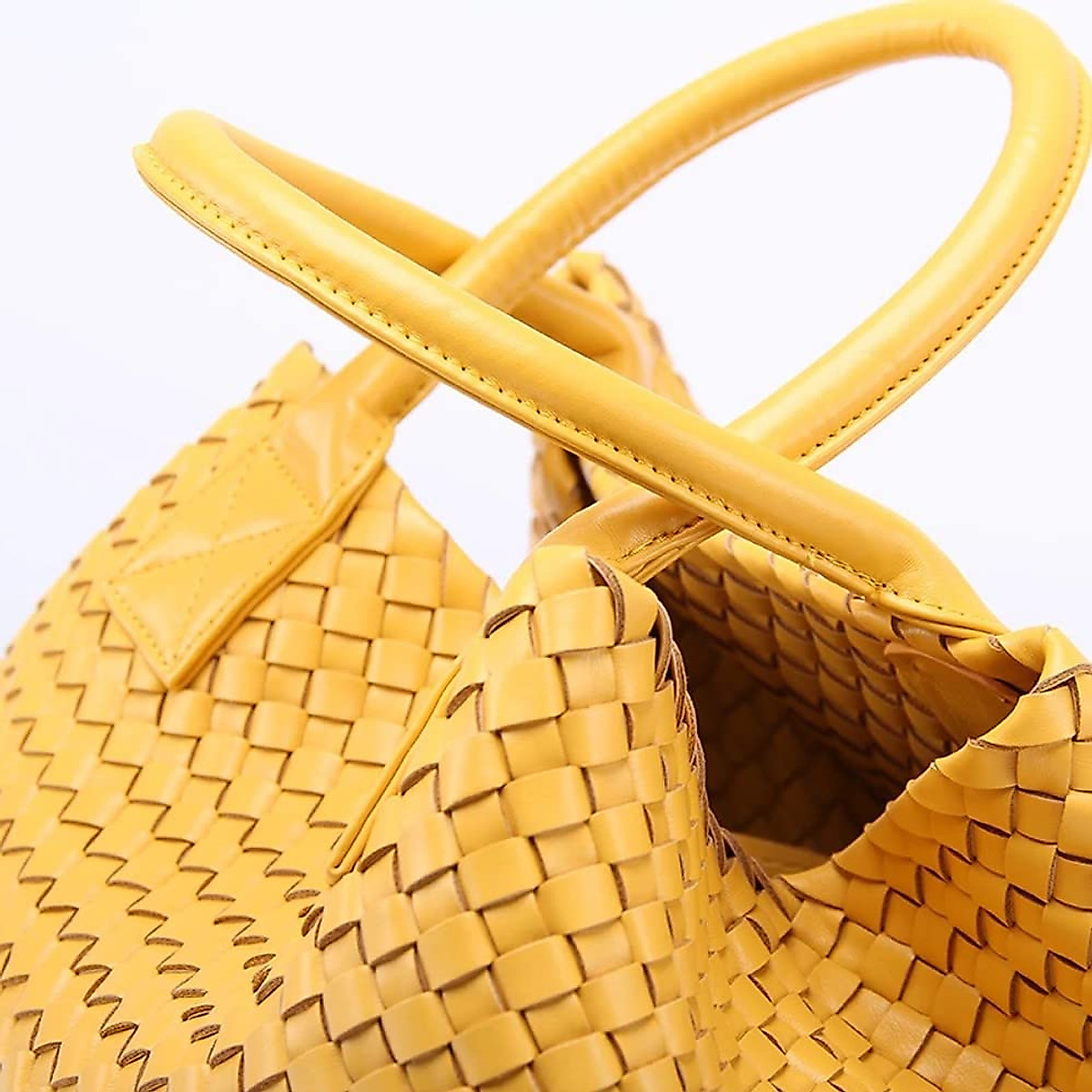 Women Vegan Leather Hand-Woven Tote Handbag Fashion Shoulder Shopper Bag Top-Handle Large Capacity Underarm Bag With Purse