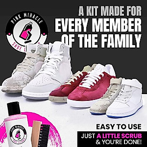 Pink Miracle Shoe Cleaner Kit Bottle Fabric Cleaner for Leather, Whites, and Nubuck Sneakers (8 Oz)