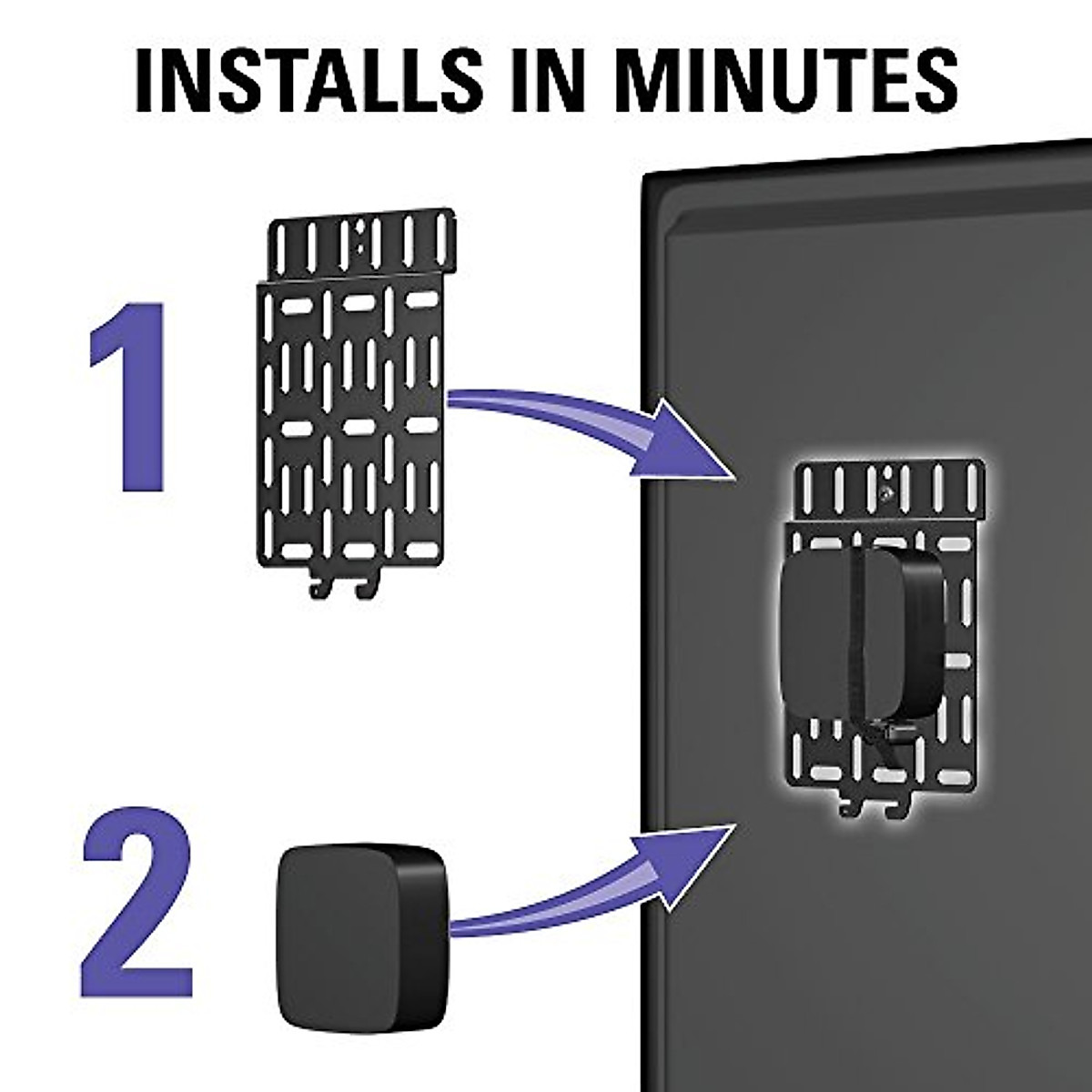 Sanus SASP1-B1 Streaming Media Player Mounting Bracket Hides Most Small Devices Up to 3 lbs. Behind Your TV - Apple TV Roku Fire TV etc. - SASP1-B1 Black