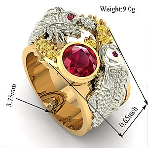 Dragon Ring Shiny Inlay Red Crystal Rhinestone Ring Uniquely Stylish 3D Dragon Shape Band Rings Gothic Hip Hop Punk Party Jewelry Gifts for Men Women (7)