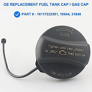 Gas Cap, Fuel Cap Compatible with Mini Cooper BMW E39 E46 E60 E90 E92 F02 F07 F10 F30 128i 135i 228i 320i 323i 325i xi 328i 328xi 330i 335i 428i 525i 528i 530i 535i 650i 740i 750i X1 X3 X4 X5 X6 Z4 M3