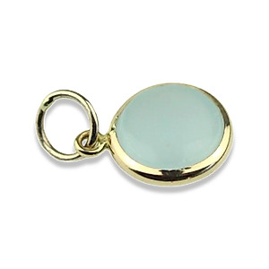 Aquamarine Charm 7.5mm Round Cabochon Handmade in 14k Yellow Gold 1.25 Carats