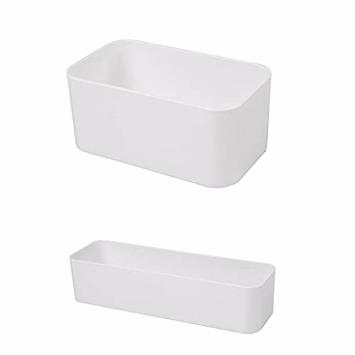 XANHOY Sundries Container For Kitchen Bathroom Office Dorm White Adhesive Mount Storage Organizer Wall-Mounted Storage Box, Long