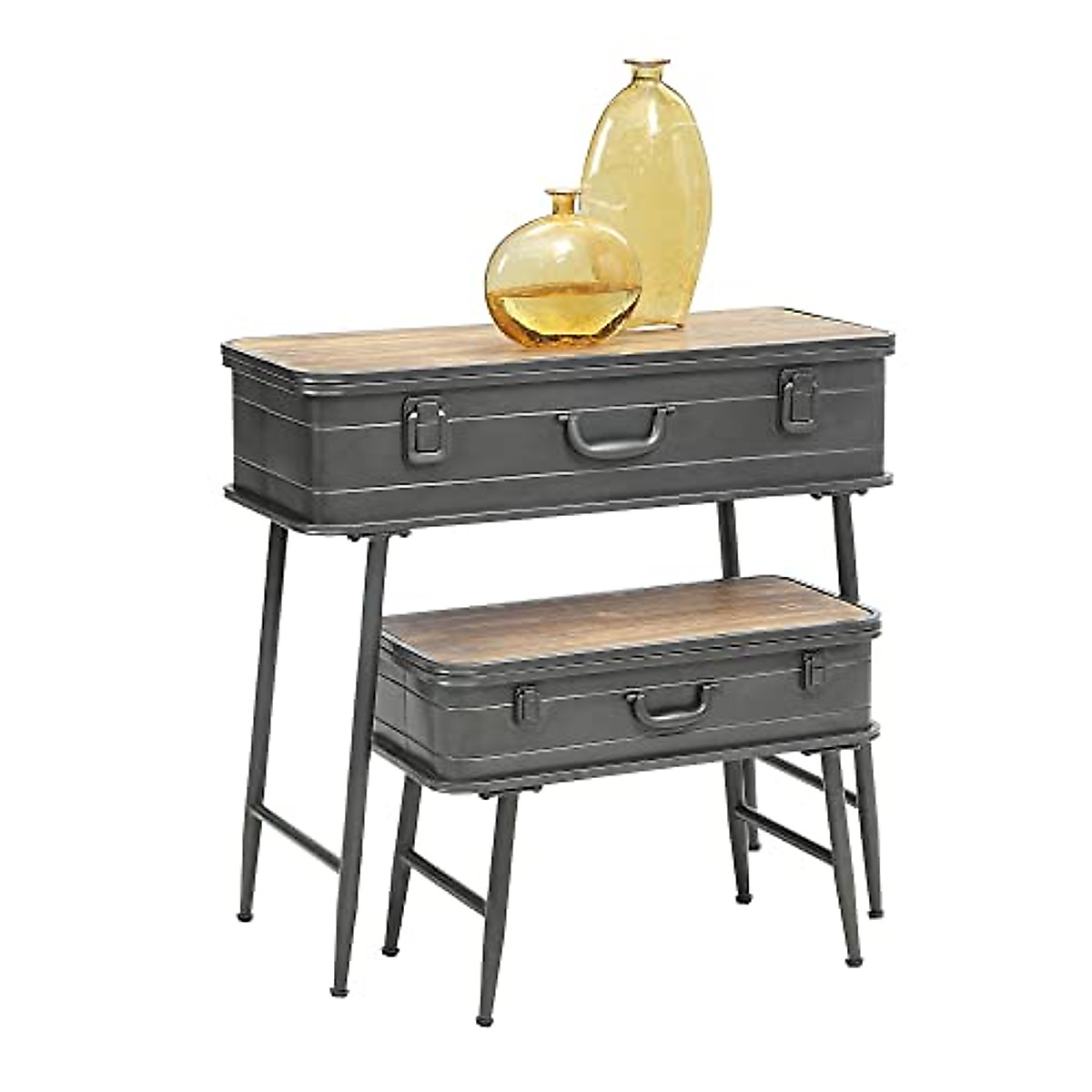 4D Concepts Urban Loft Metal Two Trunk Tables, Rustic Natural Pine