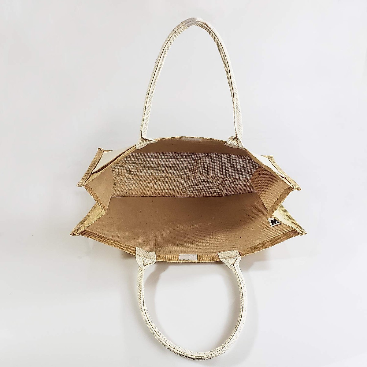 TBF Jute Burlap Tote Bags w/Canvas Front Pocket Easy-to-Decorate Vintage Totes for Rustic Chic Weddings, Shopping, Travel, Arts & Crafts Bags (Pack of 6)