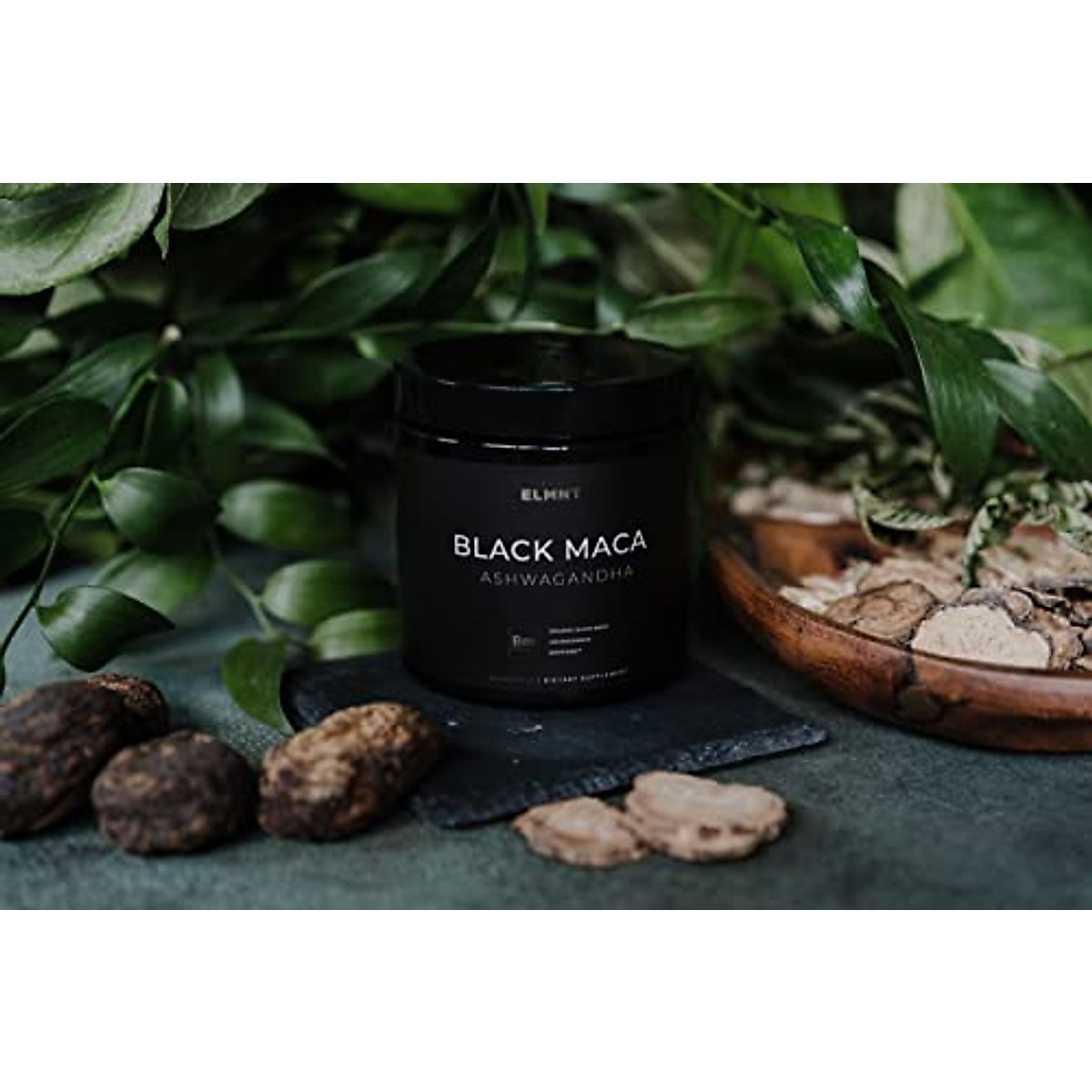 ELMNT 40,000mg 40x Strength Organic Black Maca Root w. Ashwagandha - Highest Potency Black Maca Root Capsules for Men with 100% Pure Maca Peruana Powder Organic, Gelatinized, Non-GMO - 60 Pills