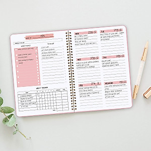 Undated Weekly Planner- Weekly Goals Notebook, A5 To Do List Planner, Habit Tracker Journal with Spiral Binding, Tracker and Goal Planner, 5.7 x 8.0 inches