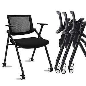 BROBRIYO, 20 Conference Room Chairs Stackable & Ergonomic Foldable with Lumbar Support, Armrest - Mesh Bouncing Back for Office Meeting, Conference, Reception, Training Room Chair 20 Pack