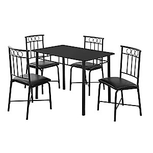Monarch Specialties 1018 Table, 5pcs, Small, 40" Rectangular, Kitchen, Metal, Laminate, Black, Contemporary, Modern Dining Set, 40" x 28" x 30"