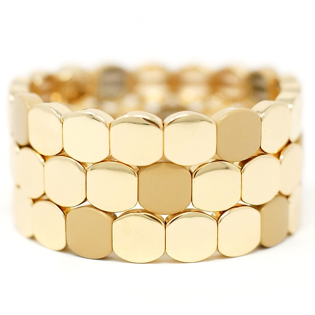 Cedar and Ink Stackable Bracelets, Tile Bracelets for Women, Stackable Enamel Bracelets, Enamel Bangle Bracelet, Gifts for Women - Gold Honeycomb