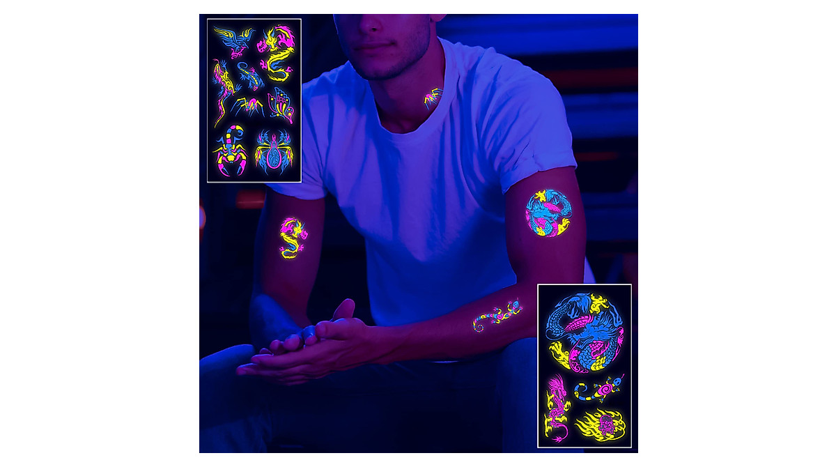 Glow-In-The-Dark Neon Temporary Tattoos for Parties