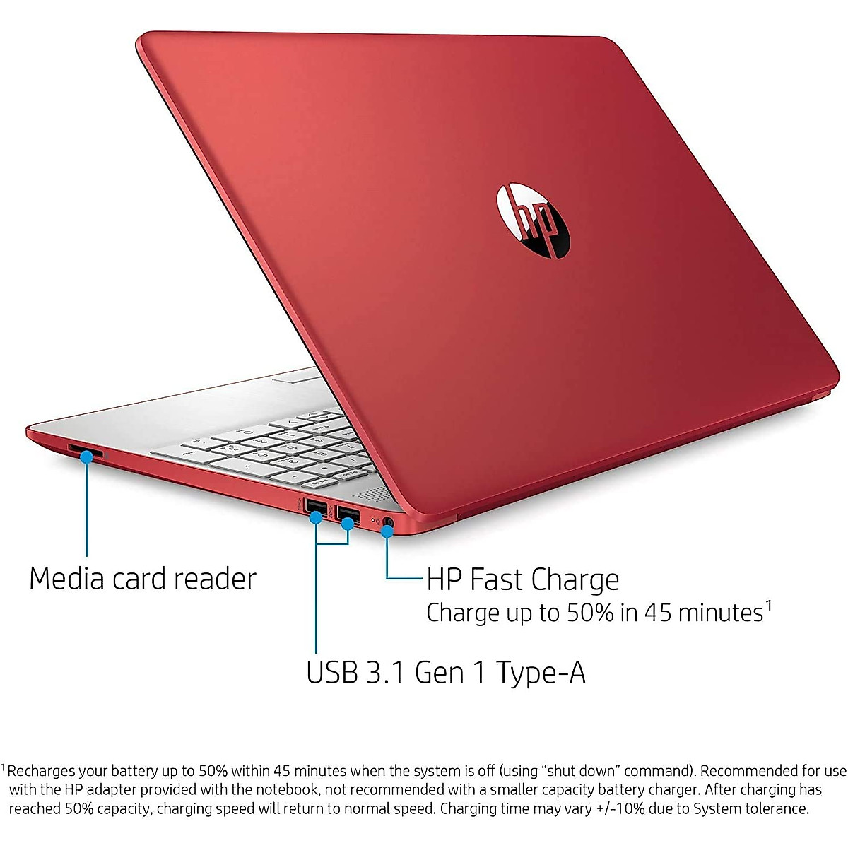 HP Laptop, 15.6" HD Display, Intel Pentium Gold 6405U 2.4 GHz Processor, 16GB Memory, 2TB SSD, SD Card Reader, Webcam, HDMI, USB-C, RJ-45, Wi-Fi, Windows OS, Red, JVQ MP