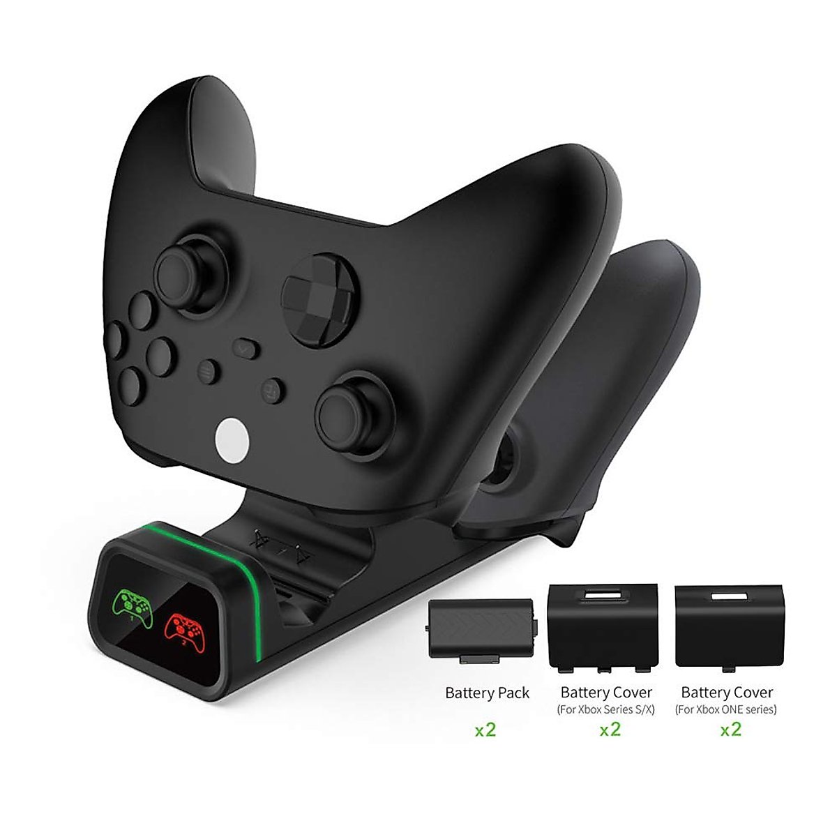 GAMFAMI Controller Charging Station for Xbox One, Controller Charger with 2 x 800mAh Rechargeable Battery Packs Compatible for Xbox One/One X/One S/Xbox One Elite Wireless Controllers…