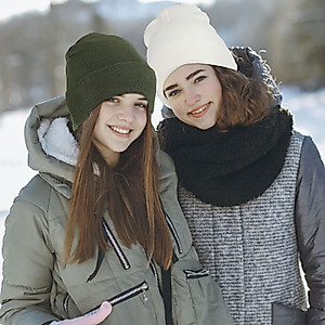 9 Pieces Satin Lined Winter Beanie Hats Silk Lining Hats Acrylic Knitted Watch Hat Slouchy Beanie Hats for Women Men Unisex Soft Warm Knit Satin Lined Cap, 9 Colors