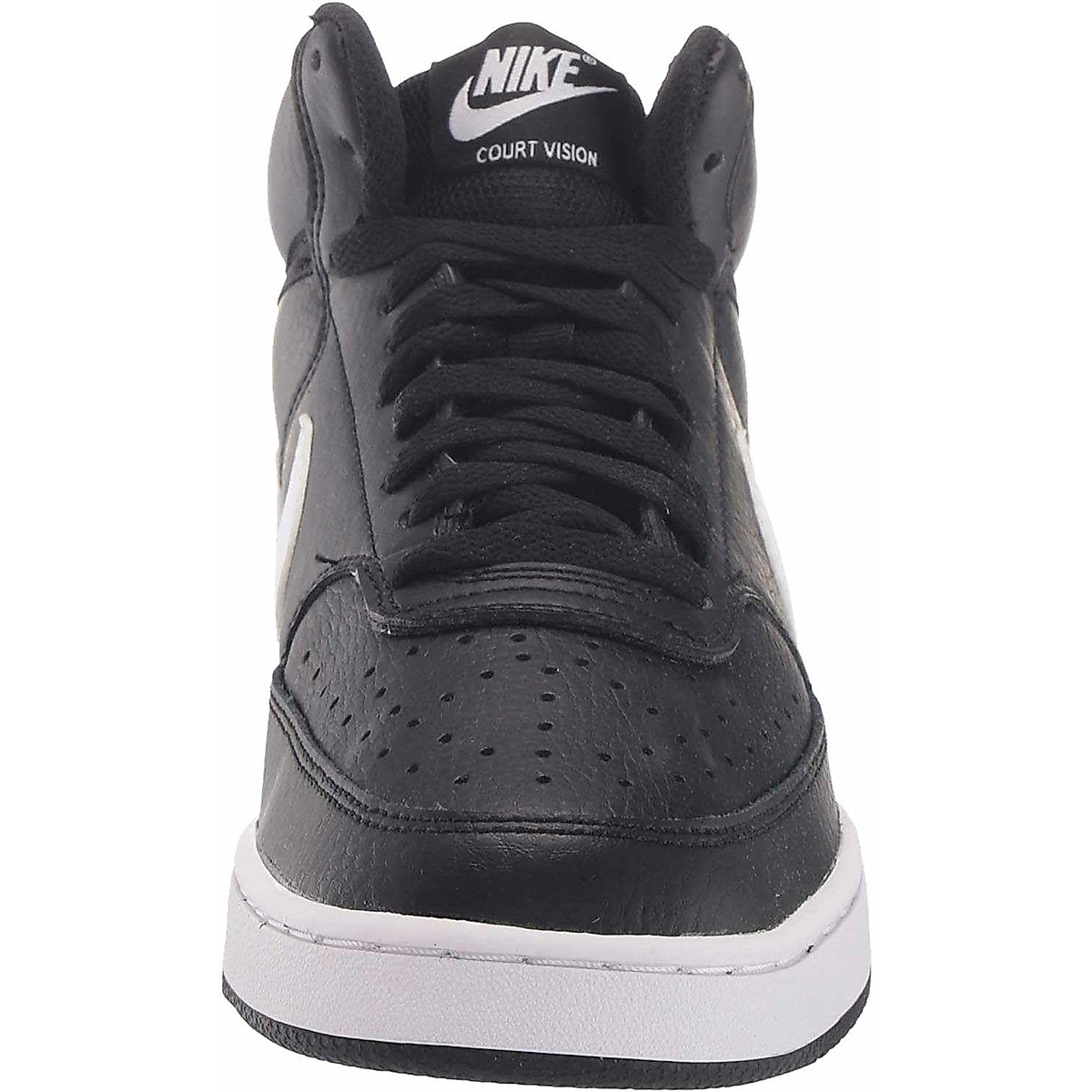 Nike Women's Court Vision Mid Sneaker, Black/White, 6.5