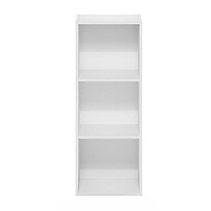 Furinno Pasir 3-Tier No Tool Assembly Open Shelf Bookcase, White