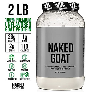 Naked Goat - 100% Pasture Fed Goat Whey Protein Powder from Small-Herd Wisconsin Dairies, 2lb Bulk, GMO Free, Soy Free. Easy to Digest - All Natural - 23 Grams of Protein - 30 Servings