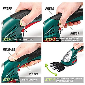 LANNERET 7.2V Lithium-Ion Cordless Grass Shear/Shrub Trimmer Combo with Rechargeable Battery and Charger Included,Outdoor Power Tools,Green