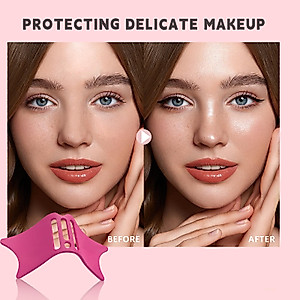 HOSAILY Nose Contour Eyeliner Stencils, 4 in 1 Silicone Multifunctional Eye Makeup Aids Tool for Nose Shadow Highlighter/Winged Eyeliner/Lip Line/Eyelash, Beginners Friendly Applicator Guide Tool-Rose