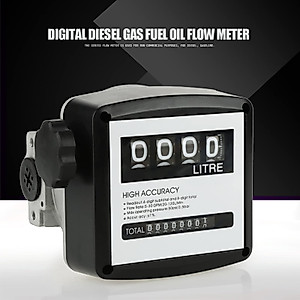 Mechanical Meter, 4 Digital Fuel Meter 1 Inch High Accuracy Gas Oil Flowmeter Counter Gauge with LCD Digital Display for Measuring, Kerosene, Gasoline