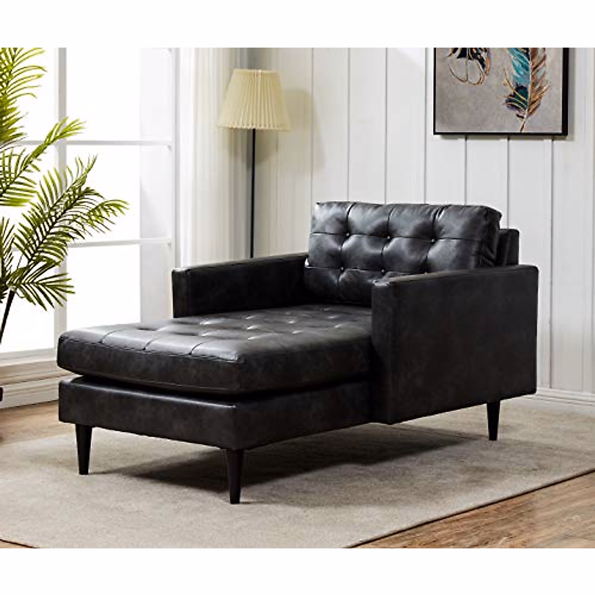 Safavieh Couture Home Collection Curtis Grey Velvet Upholstered Tufted Living Room Bedroom Foyer Chaise Lounge Chair SFV4760C