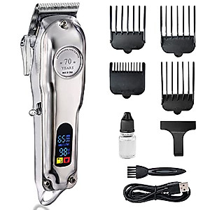 Hair Clippers for Men Professional Rechargeable Cordless Hair Trimmer Cutting Kit with Titanium Ceramic Blade 4 Grooming Combs 2500mAh Lithium Ion LED Display Haircut Kit