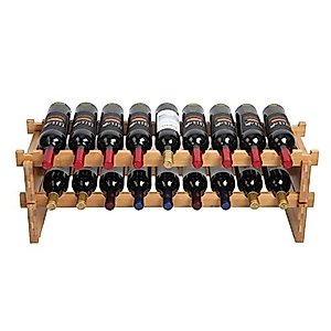 Finnhomy 18-Bottle Stackable Natural Bamboo Wine Display and Storage Rack