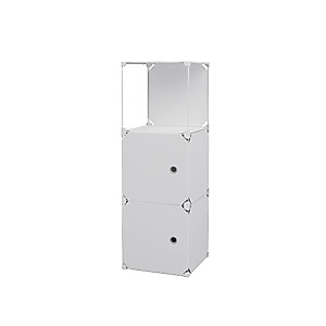 Aetic 3 Tier Cube Storage Storage Bathroom Storage Cabinet Bathroon Organizer Free Standing Side Storage Cubes with Doors 3 Cube White
