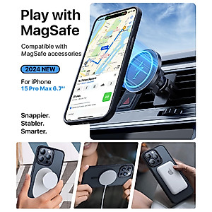 Aulofe Strong Magnetic for iPhone 15 Pro Max Case, [Compatible with MagSafe] [Military-Grade Drop Tested] Shockproof Protective Slim Translucent Matte Cover for iPhone 15 Pro Max Phone Case, Black