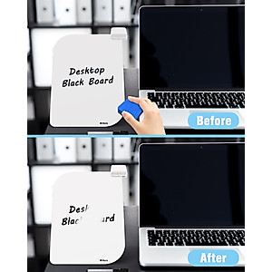 Mifuro 12 x 8 Inches Glass Desktop Whiteboard, Small Dry Erase White Board with Storage Unit, Computer Keyboard Stand, Desk Organizers for Office, Home and School Accessories Supplies (White)…