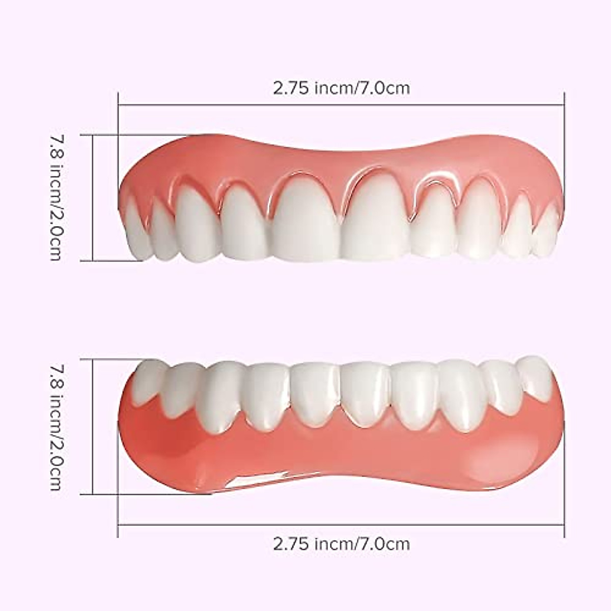 Fake Teeth, 2 PCS Veneers Dentures Socket for Women and Men, Dental Veneers for Temporary Tooth Repair Upper and Lower Jaw, Protect Your Teeth and Regain Confident Smile, Bright White-1-2
