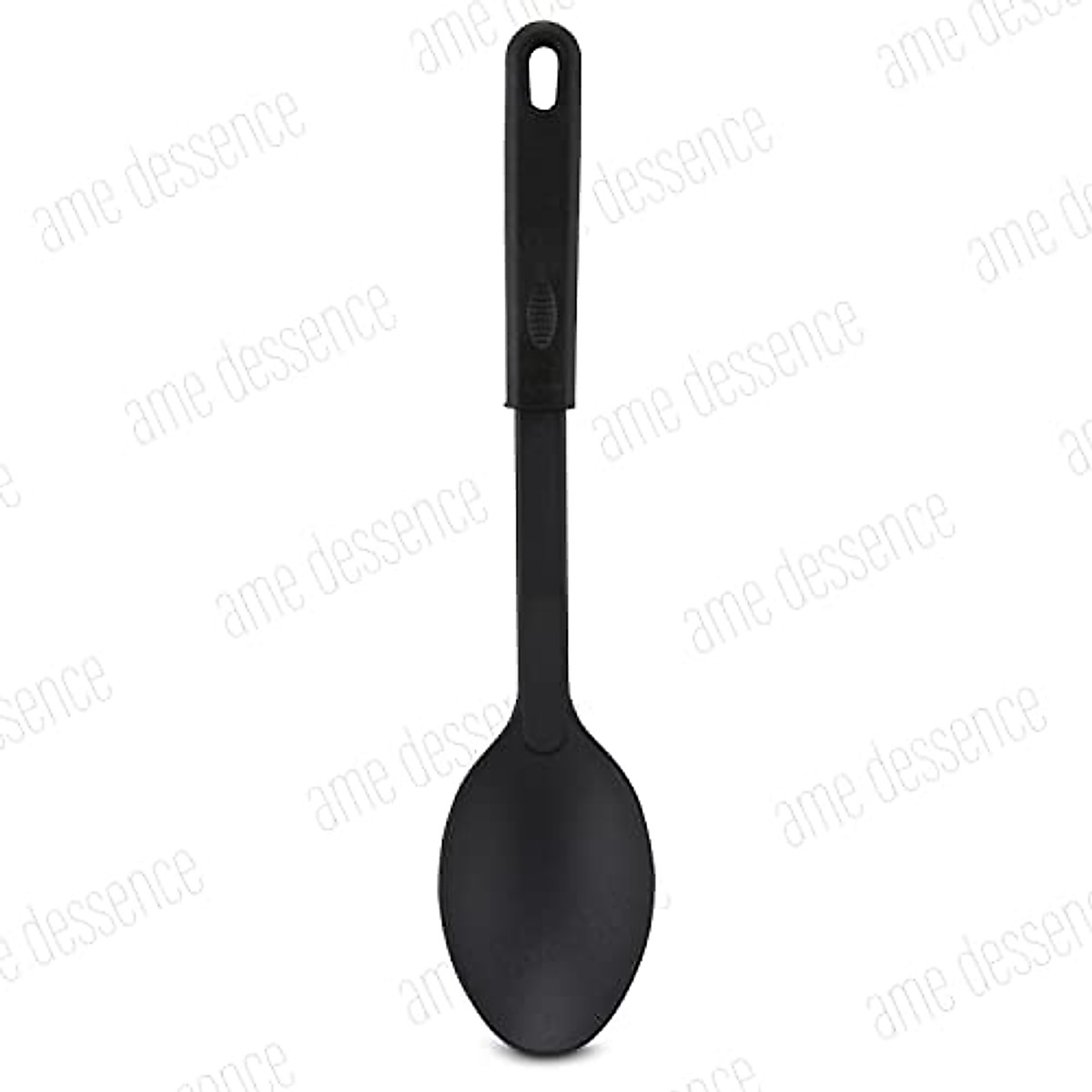 AME D'ESSENCE  Solid Cooking Spoon 11 1/2 inch Black Nylon 410ºF Heat Resistant Serving Spoon with Ergonomic Handle Kitchen Gadgets for Cooking
