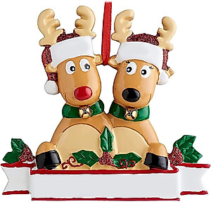 2023 Personalized New Home Small Bulk DIY Custom Cute Reindeer Family of Seven Christmas Hanging Decorations Ornaments Kits Sets for Tree for Outdoors Christmas Deer