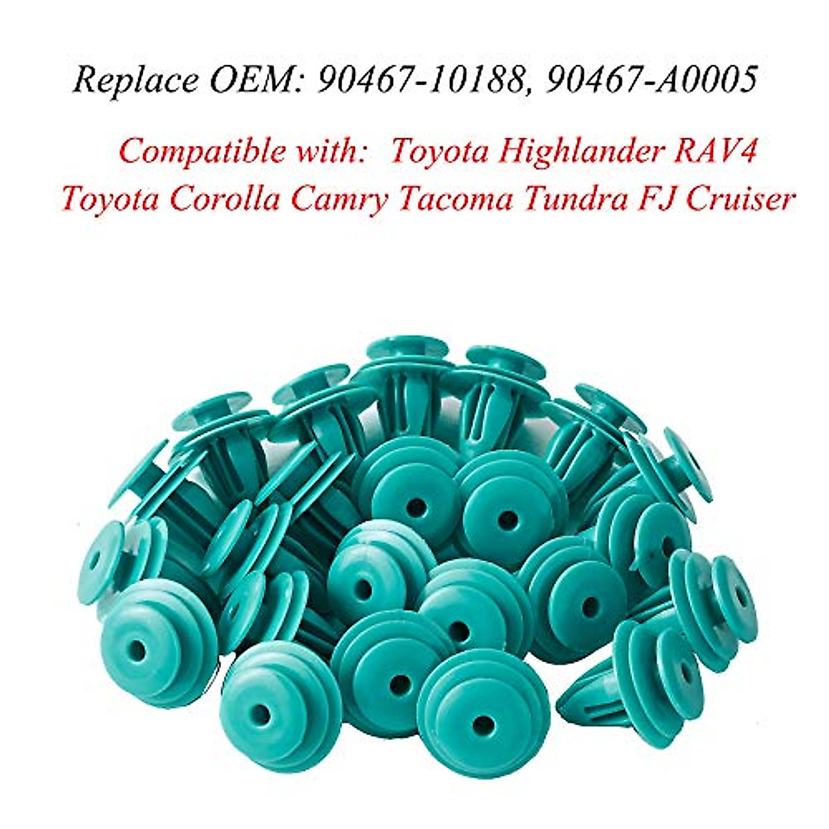 FEBRYTOLD 100Pcs Trim Door Panel Retainer Clips, Car Push Fastener Clips, Door Trim Clips for Toyota Corolla Camry Sequoia Tundra Tacoma, Replace OEM: 90467-10188 with 1Pcs Plastic Fastener Remover