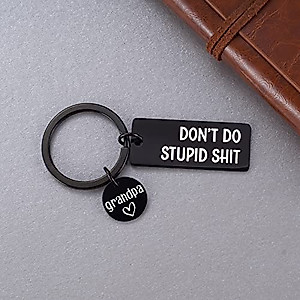 Teen Granddaughter Grandson Graduation Humor Gag New Driver Gifts Grandpa to Grandchildren Don't Do Stupid Key Chain for Teenage