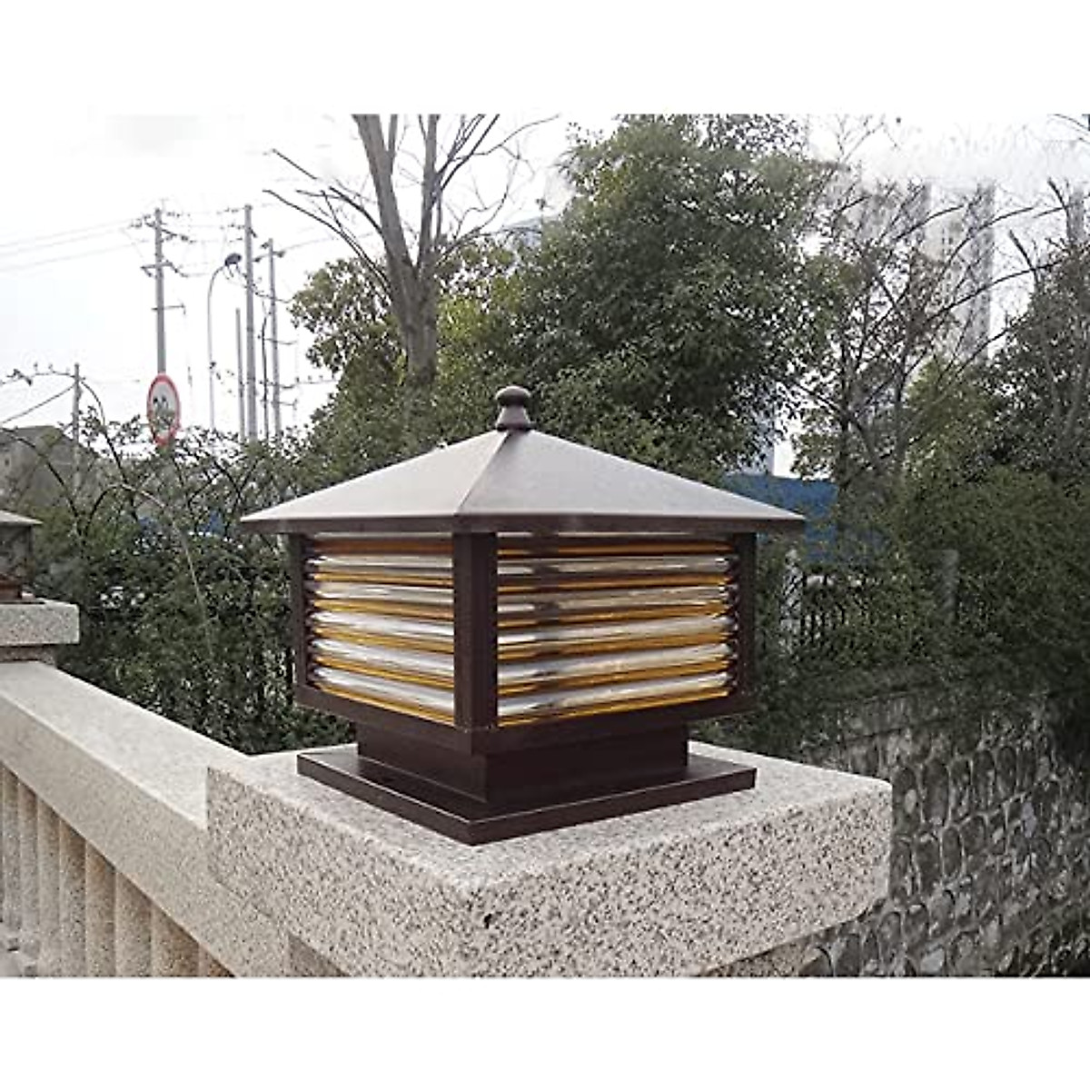JSBDPHW European Style LED Pillar Lamp Outdoor Courtyard Garden Column Light Waterproof IP65 Aluminum Square Post Light Villa Fence Gate Decoration Landscape Light