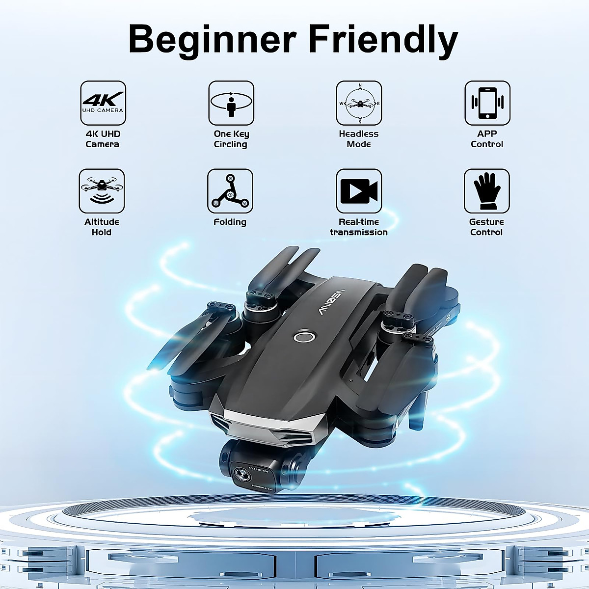 Drones with Camera for adults 4K - Toys Gifts for Kids, Adults, Beginner - RC Quadcopter WiFi FPV Live Video, Foldable, Carrying Case, Adjustable Lens, One Key Take Off/Land, Brushless Motor