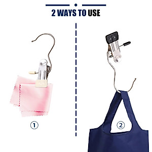 Hangers Clips,Stainless Hooks for Closet Hooks,Laundry Hanging Hooks,Travel Portable Clothes,Boot Tall Towel Hats Socks Pants and Bras (10, Blue)